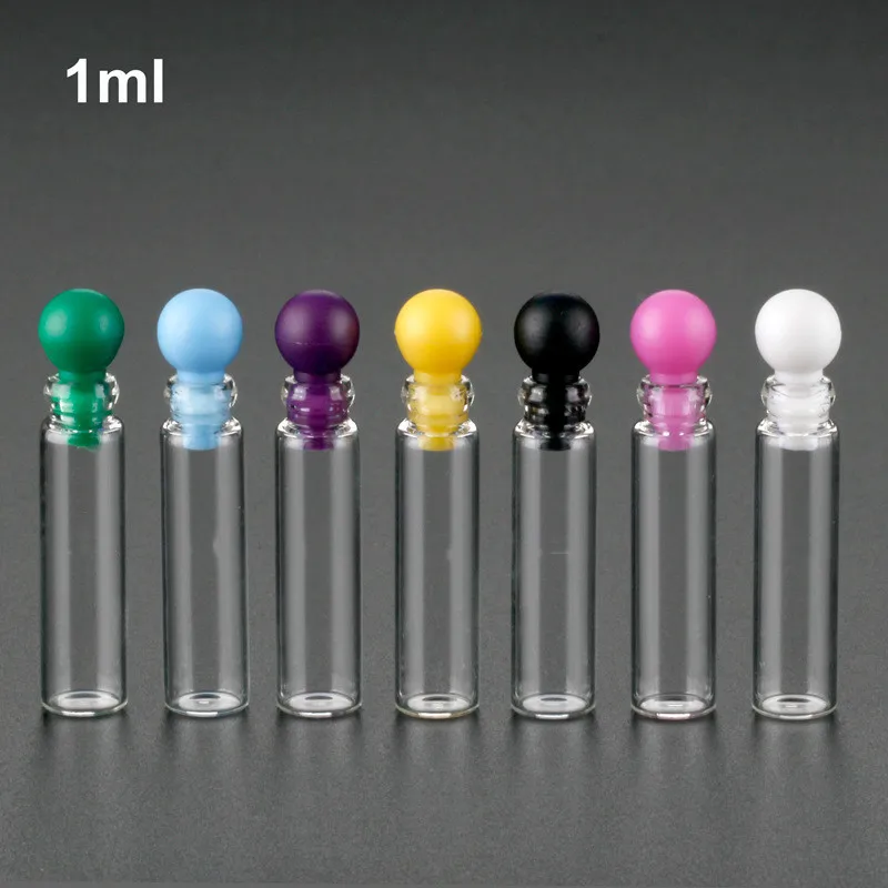 200pcs/lot 1ml Slender Perfume Bottle With Inner Plug Black Round Head ...