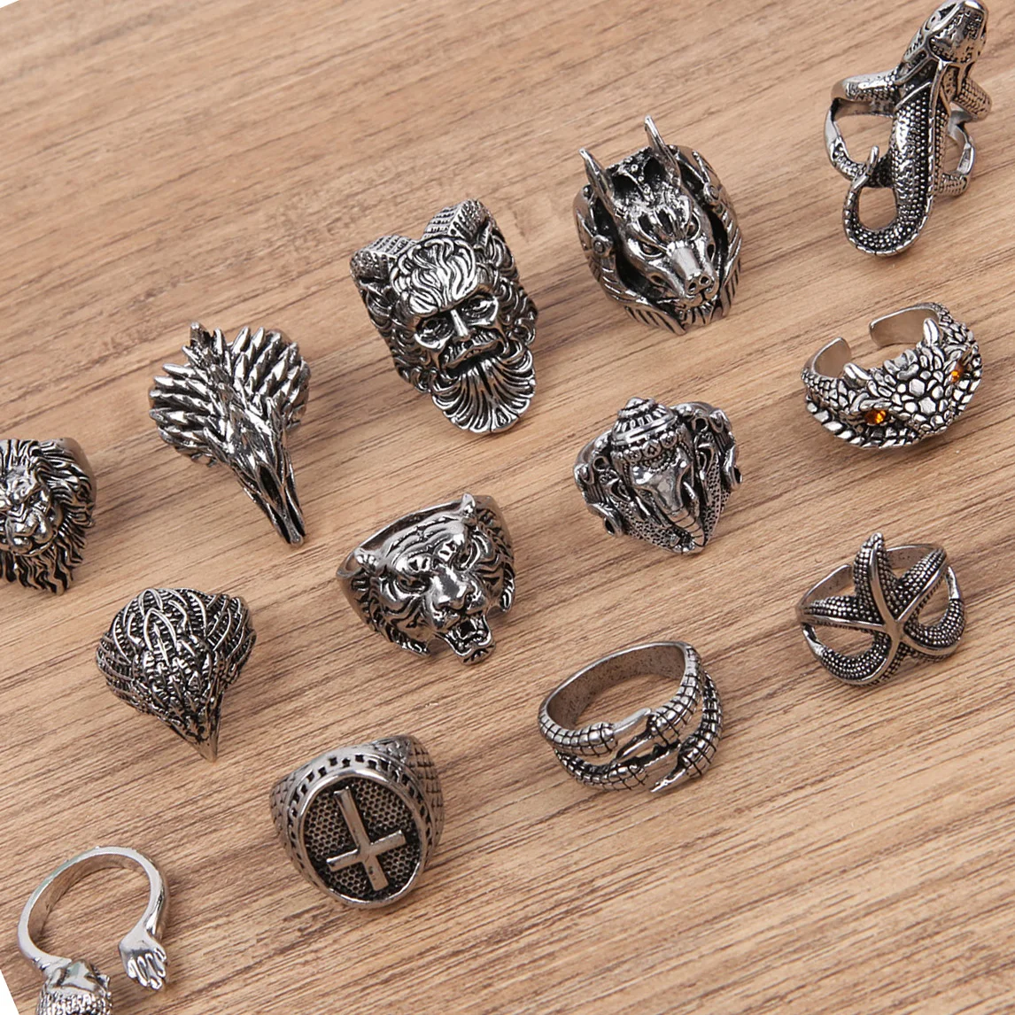 Vintage-Punk-Animal-Cross-Centaur-Anubis-Claw-Rings-For-Men-Open-End ...