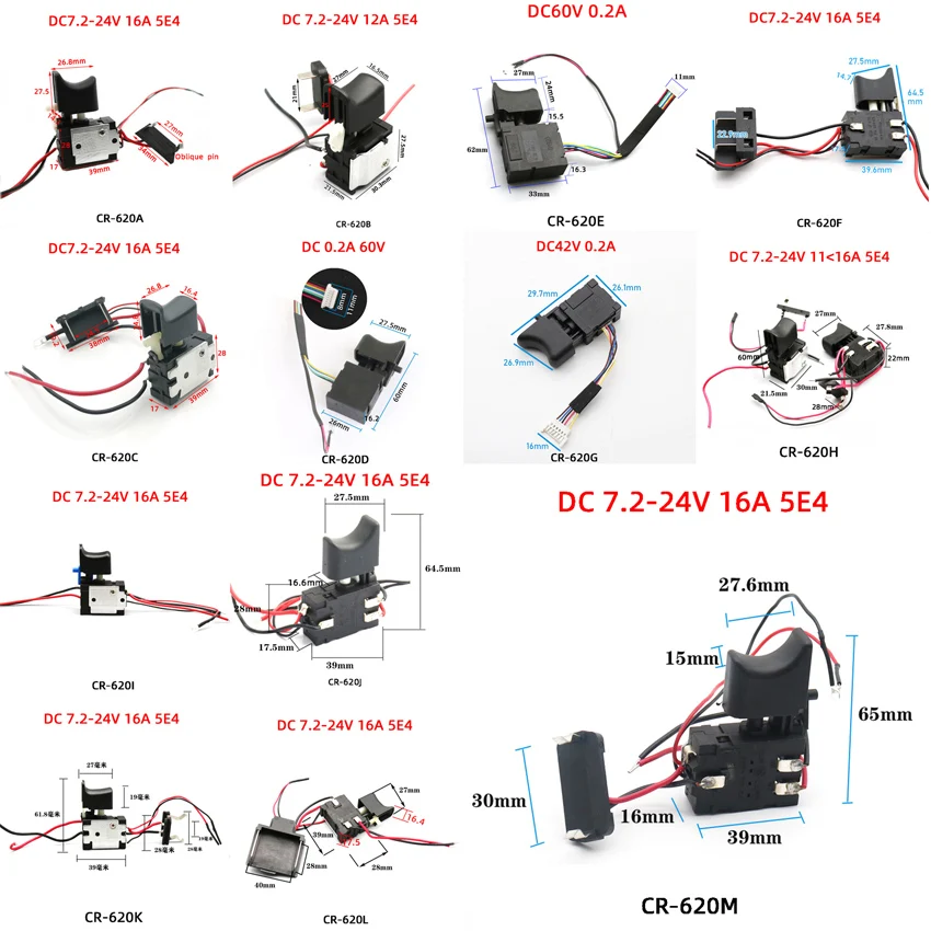 Electric-Drill-Dustproof-Speed-Control-Push-Button-Trigger-Switch-DC-7 ...