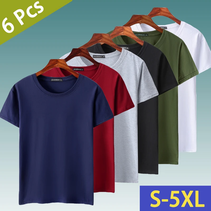 oversized 6 Pcs/Lot Fashion Men's T-Shirts Casual Short Sleeve T-shirt ...