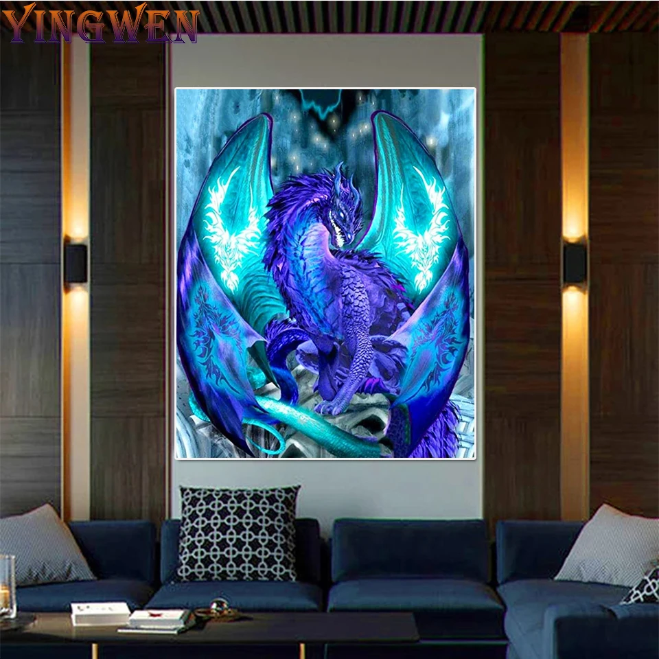 Brand-New-5D-Diamond-Painting-Ferocious-Blue-Dragon-Embroidery-Full ...
