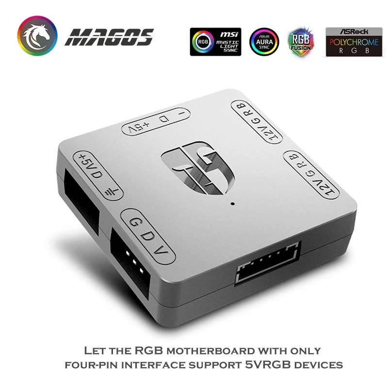 Conversor RGB, 5V 3Pin ARGB Para 12V 4Pin RGB Adaptador Transfer Hub ...