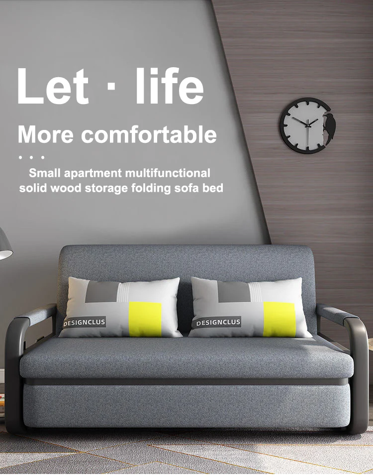 Sofá cama pequeño multifuncional, mueble pequeño y plegable, Cubo de madera, color gris, para ...
