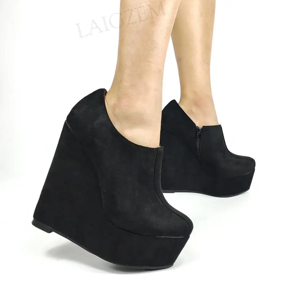 LAIGZEM-FASHION-Women-Platform-Wedge-Booties-Height-Increasing-Ankle ...