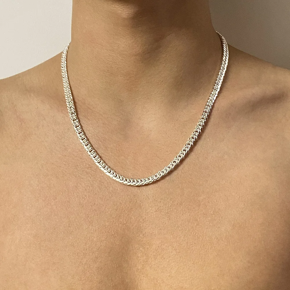 FFFsilver Luxury designer 925 Stamp Silver color 6MM geometry chains ...