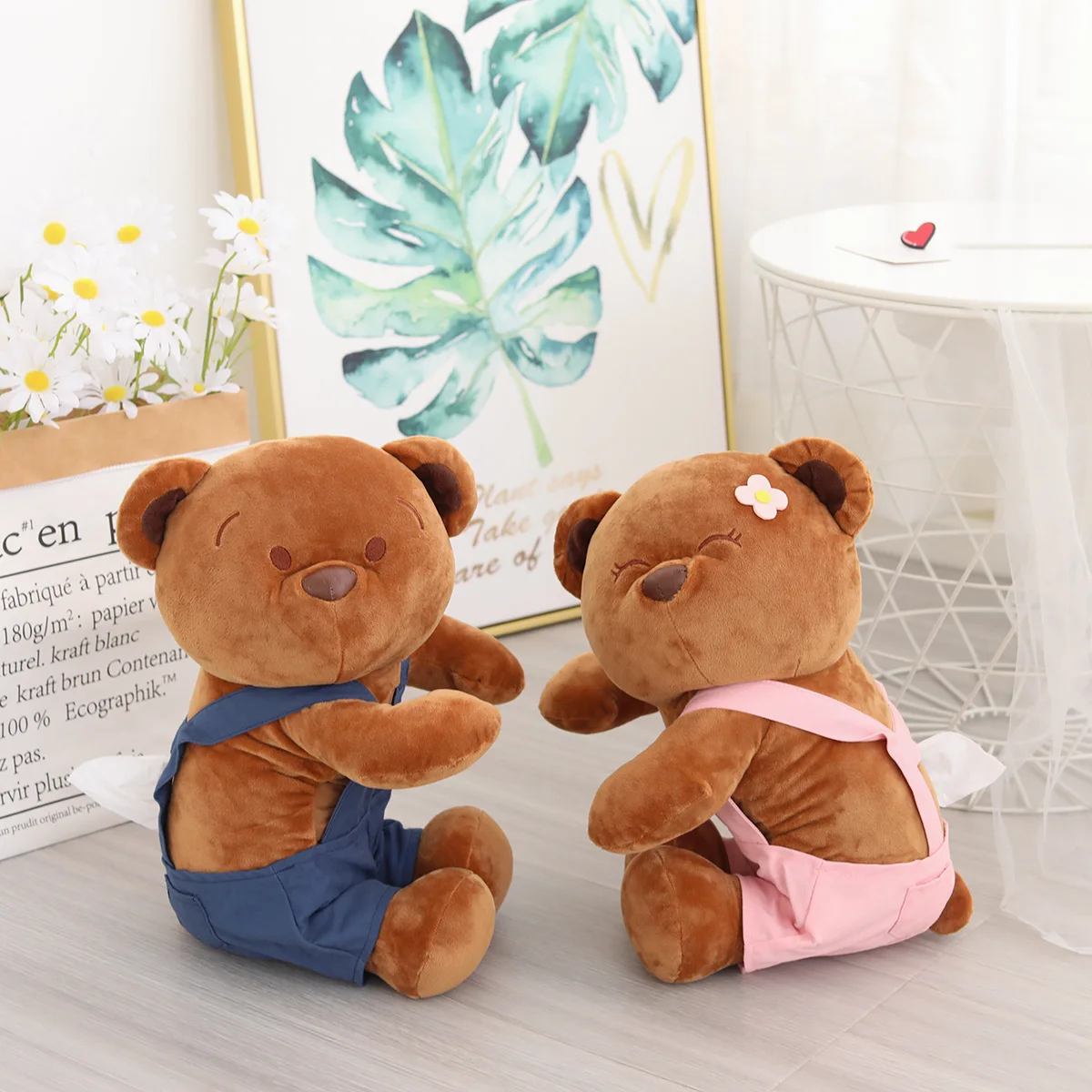 One-Pair-2pcs-45x25CM-New-Creative-Plush-Teddy-Bear-Couple-With-Clothes ...