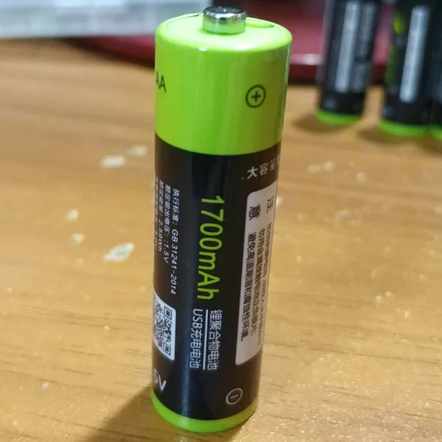 ZNTER AA 1.5V 1700mah 2550mwh Capacity USB rechargeable lithium usb ...