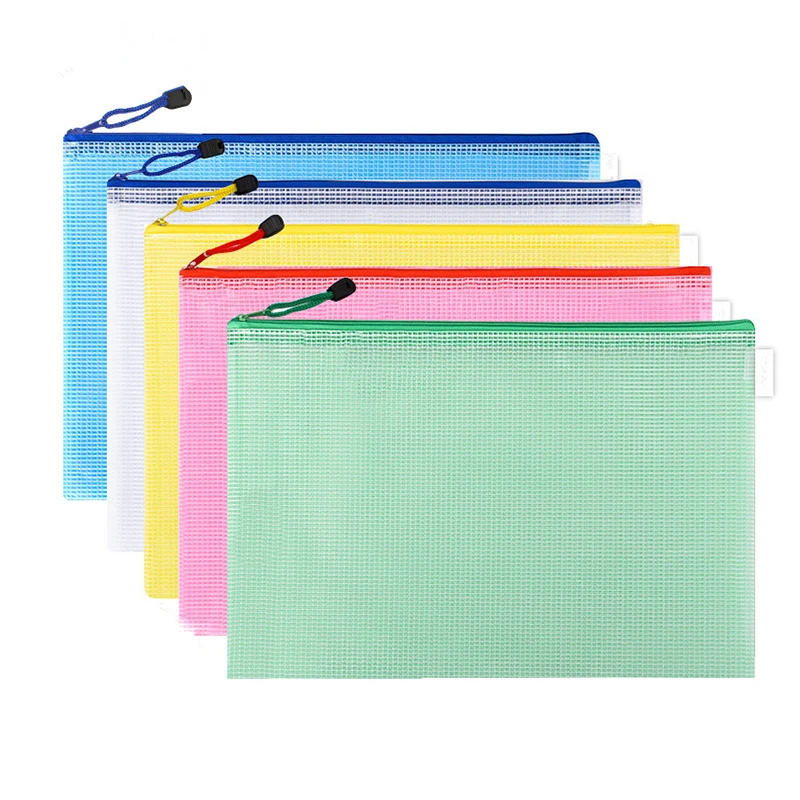 20pcs Mixed Color File Bag A3/a4/b5/a5 Pvc Zip Lock Document Folder ...