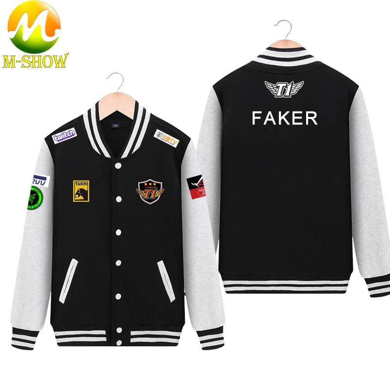 Skt Jacket Faker Coat Men Hoodies Team Skt T1 Faker Jersey Zipper ...