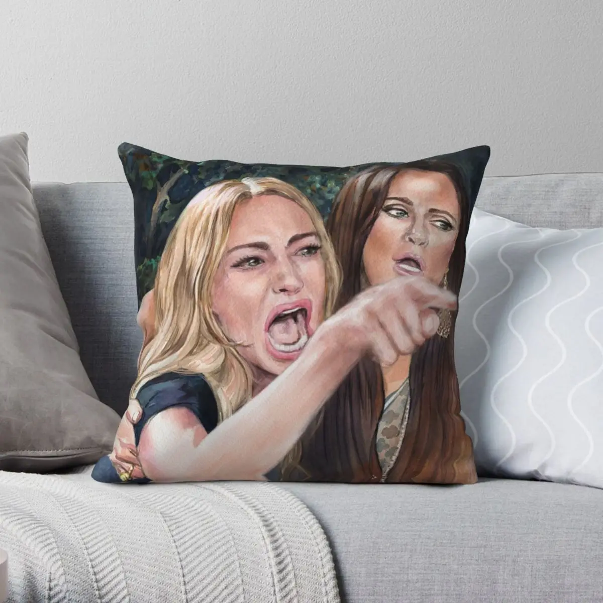 Woman-Yelling-At-Cat-Meme-Square-Pillowcase-Polyester-Linen-Velvet ...