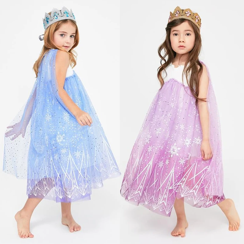뜨거운 눈 여왕 2 Elsa Dress For Girls 눈송이 인쇄 민소매 어린이 드레스 아기 소녀 Elza Princess ...