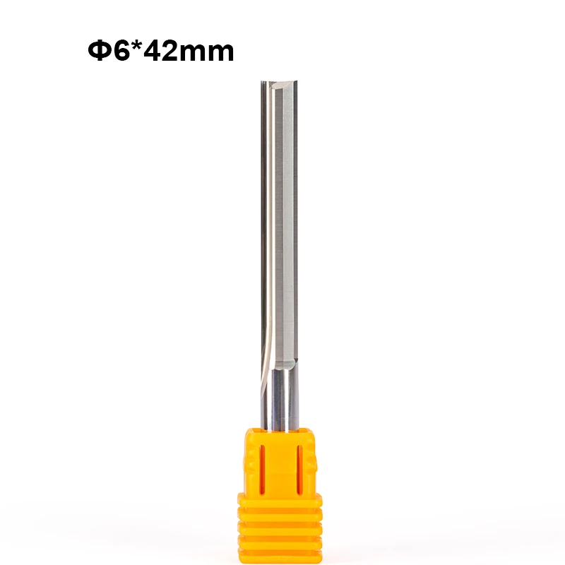 2pcs 6mm Shk 42mm Cel Two Flutes Straight Carving Tools Double Flutes ...