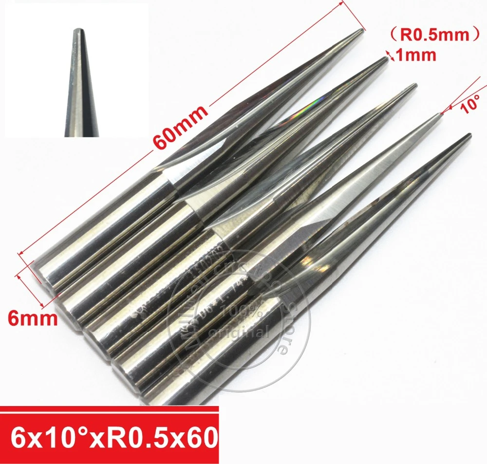 6mm-10degree-R0-5-60L-CNC-solid-carbide-wood-End-Mill-woodworking ...