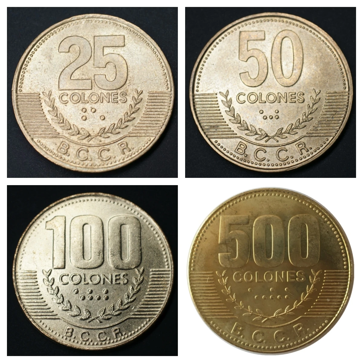 Costa-Rica-25-50100-500-Colones-Coin-Latin-America-100-Original-Coins ...