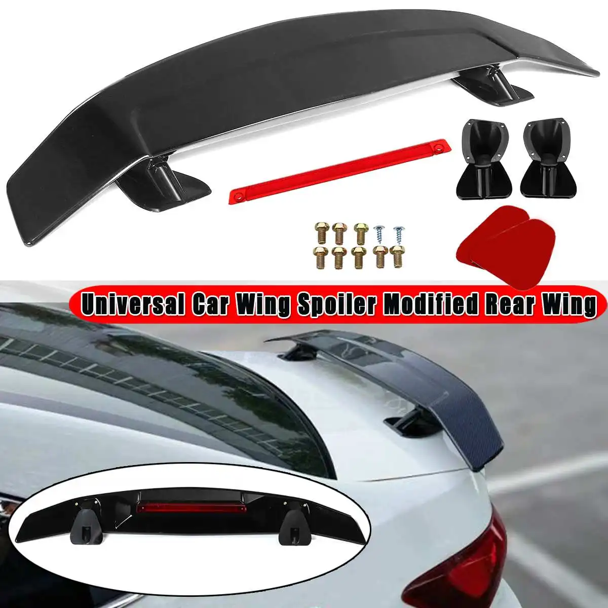 New Universal Gloss black Tail free Perforated Sedan Sports Car Tail ...