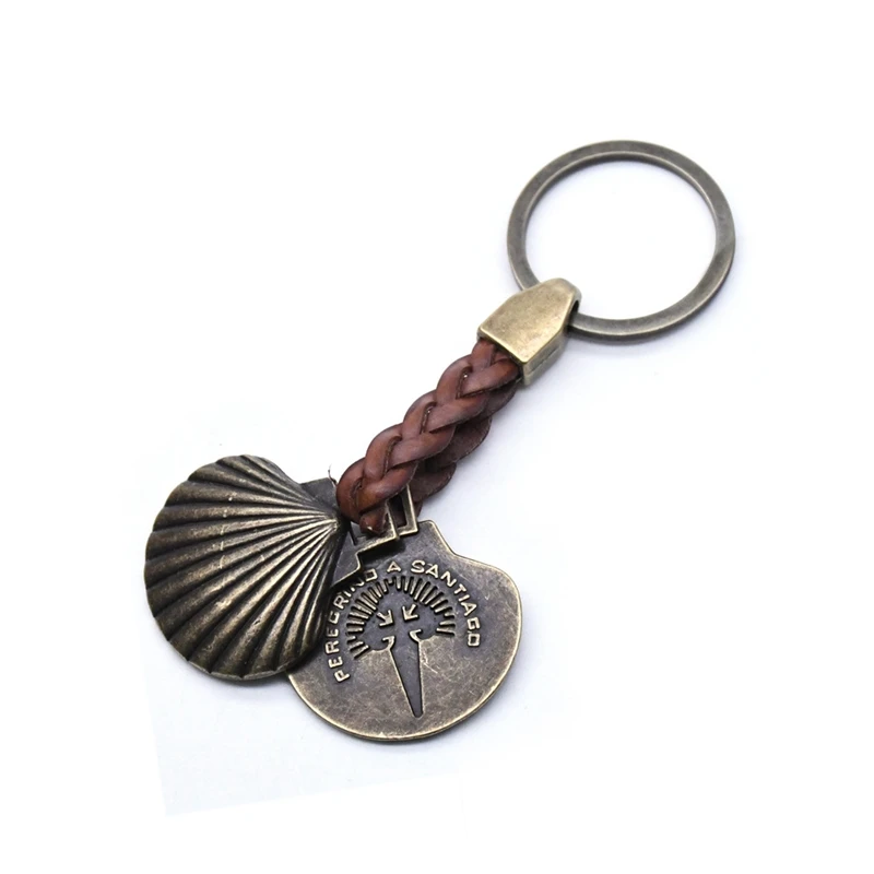 Qigo Vintage Metal Shell Cross Leather Key Chain For Men Women ...