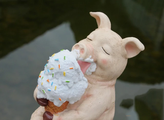 Pig Eating Ice Cream