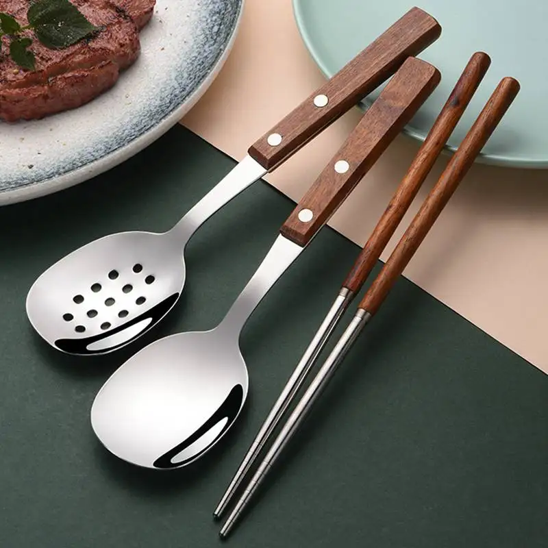 304-Stainless-Steel-Dining-Spoon-With-Wooden-Handle-Public-Spoon ...