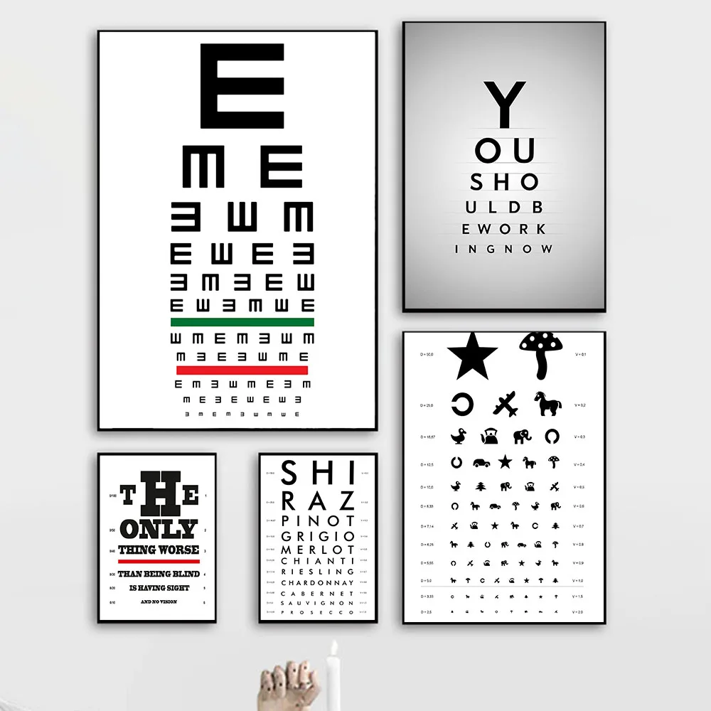 Ophthalmologist Gift Canvas Painting Retro Posters Optometry Eye Chart ...