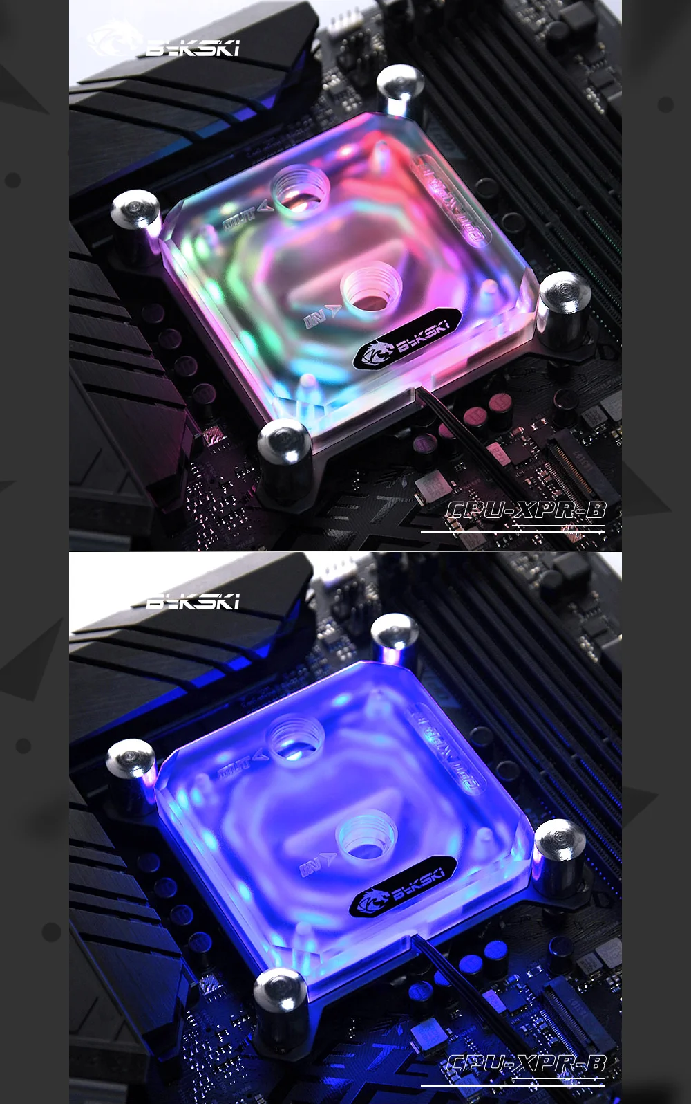 Bykski CPU Block For Intel Frosted Acrylic RGB (12v 4pin) RBW (5v 3pin ...
