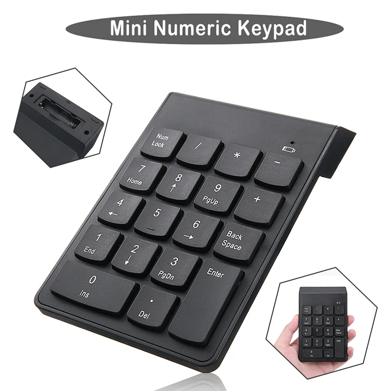 Pohiks Mini teclado numérico inalámbrico de 2,4 GHz, teclado Digital de ...