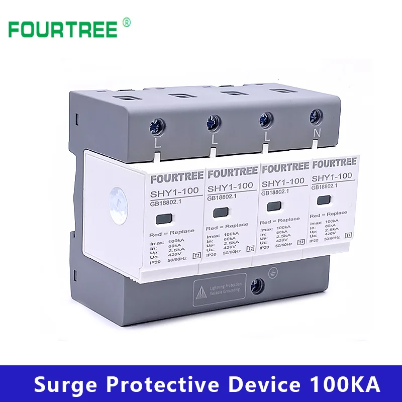 SPD AC 3P+N 40~80KA 60KA~100KA Surge Protective Device 385V 420V House ...