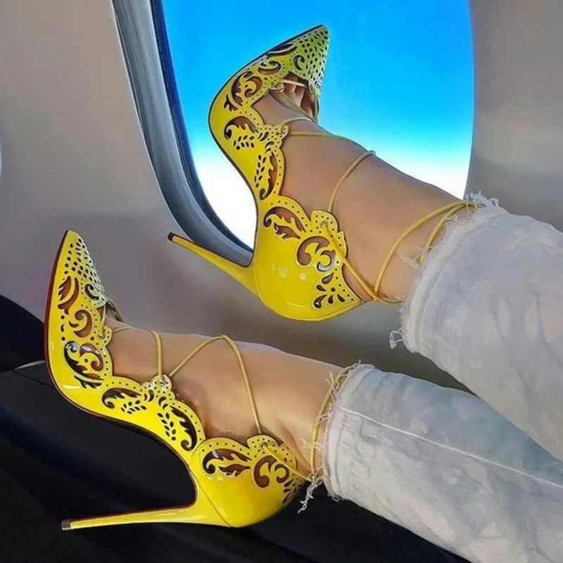 Yellow Lace Heels