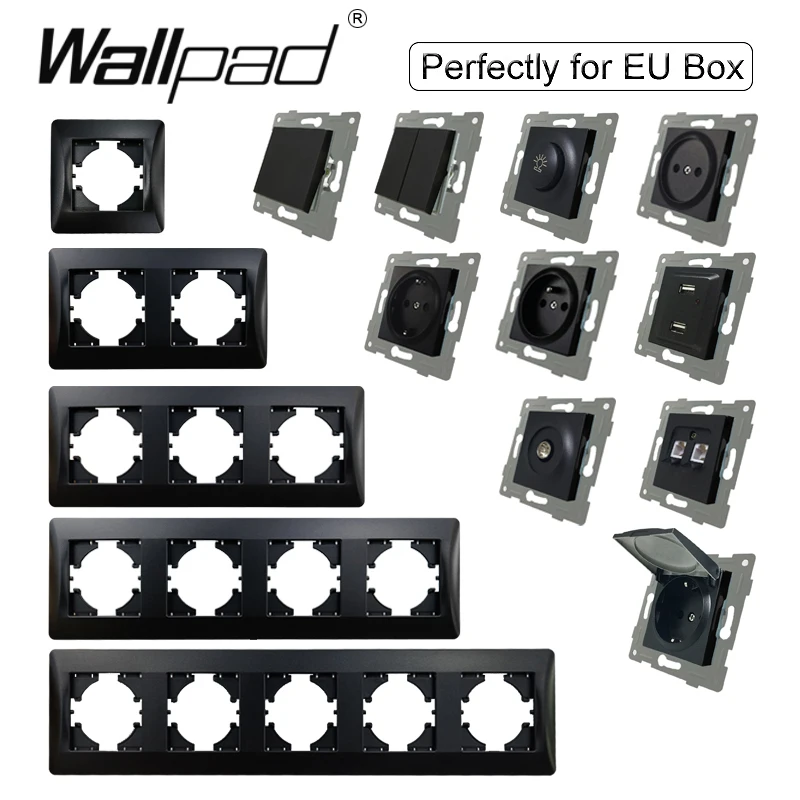DIY EU Socket Switch Black Plastic Frame Socket Wallpad TV DATA ...