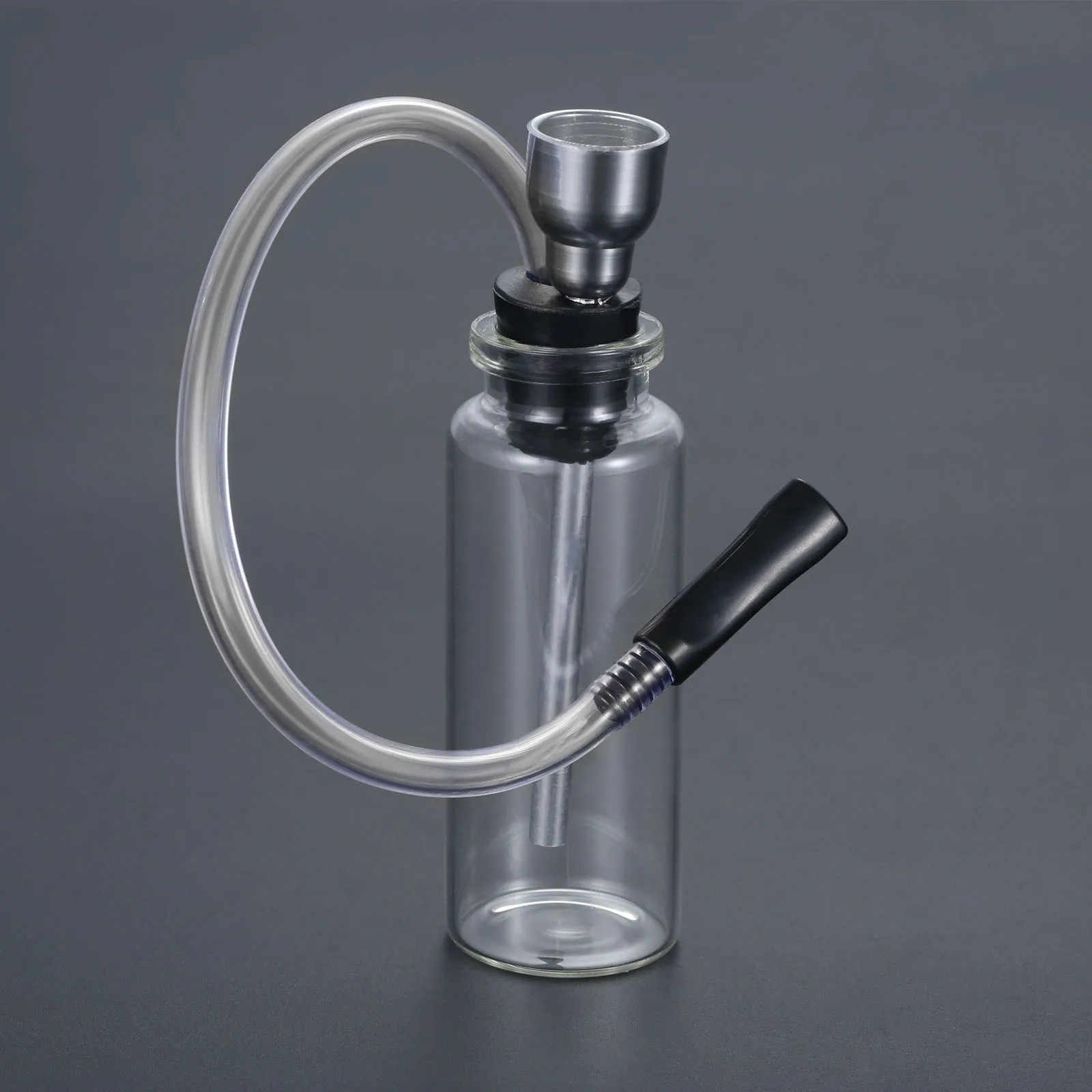 105 x 18mm Mini Portable Water Bong Herb Smoking Pipe Aluminum Glass ...