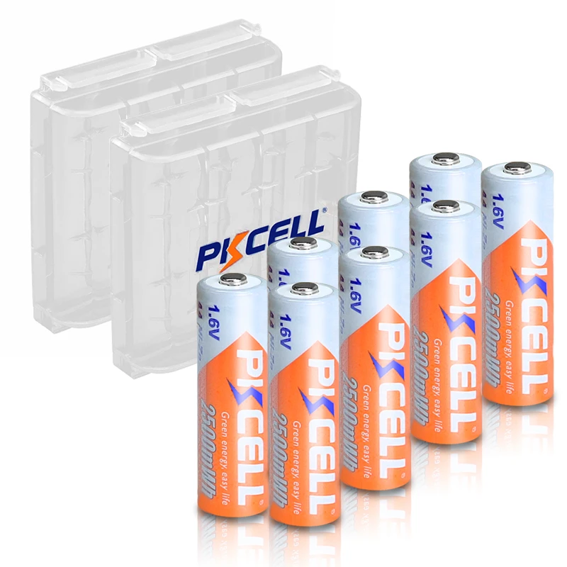 8pcs Pkcell Aa 2500mwh 1.6v Ni-zn Rechargeable Battery Aa Nizn Batteries 2a And 2pcs Nizn ...