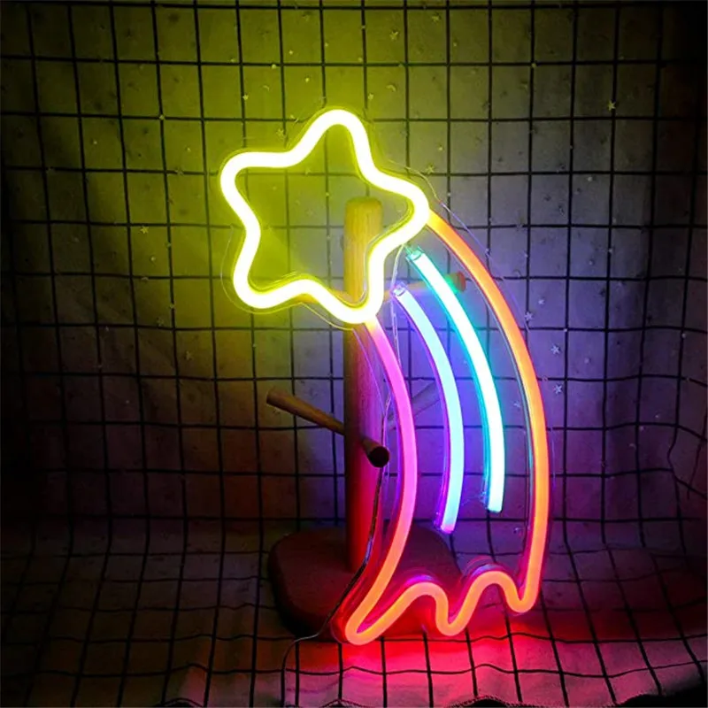 Météore - lampe au néon colorée avec signe de néon, luminaire mural ...