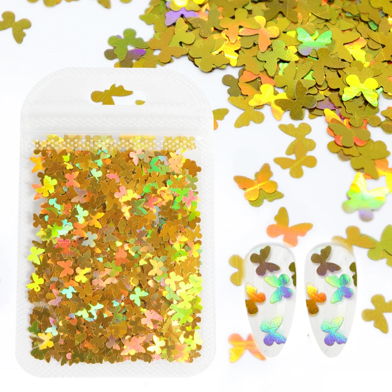 Nail art,Mini papillon holographique 3D pour Nail Art,paillettes,Laser ...