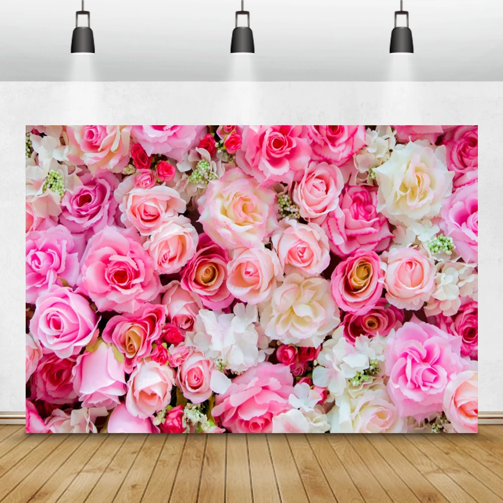 Laeacco-Pink-Rose-Flowers-Wedding-Party-Decor-Photography-Backdrop ...