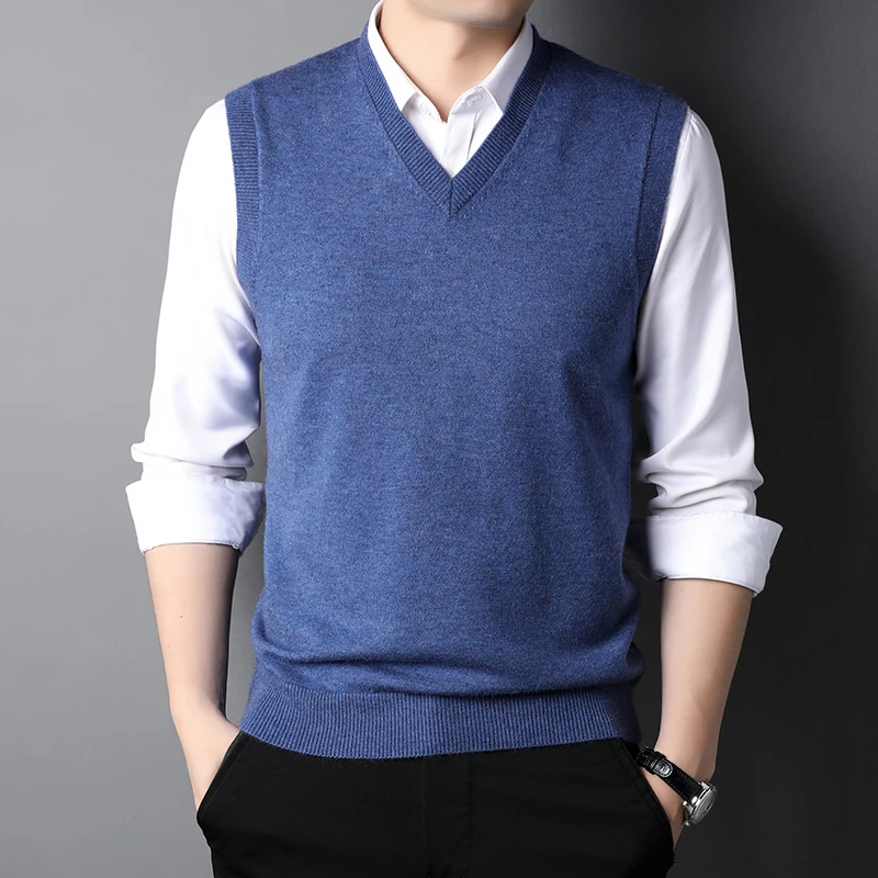 2021-Brand-New-Spring-Fall-Sweater-Vest-Men-V-Neck-Knitted-Vest-For ...