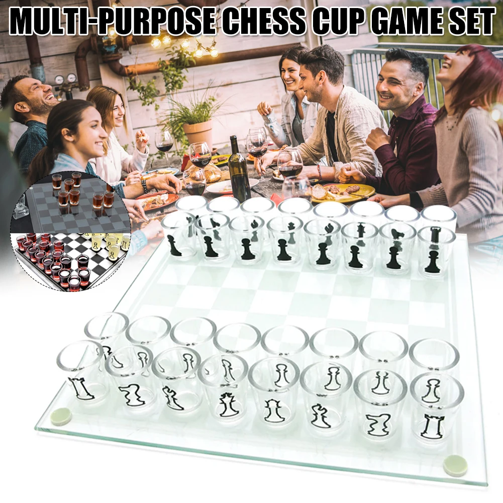 Shot-Glass-Chess-Set-Drinking-Game-Set-Durable-Reusable-for-Family-PR ...