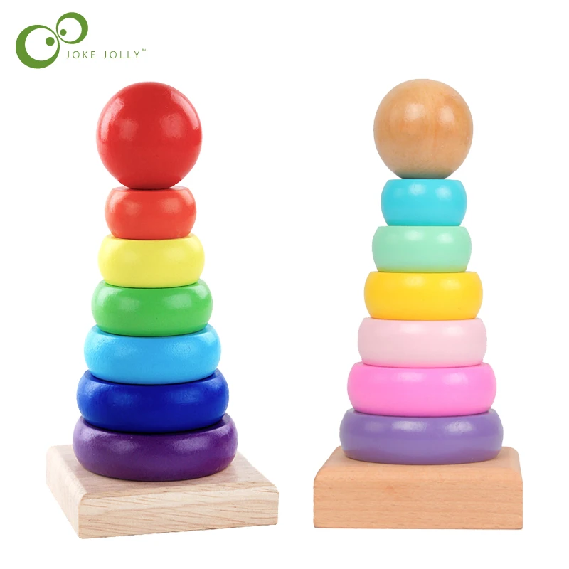 Rainbow Stacking Ring Tower Stapelring Blocks Baby Montessori Toys ...