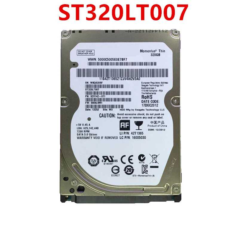 Original HDD For Seagate 320GB 2.5" SATA 3 Gb/s 16MB 7200RPM 7MM For ...