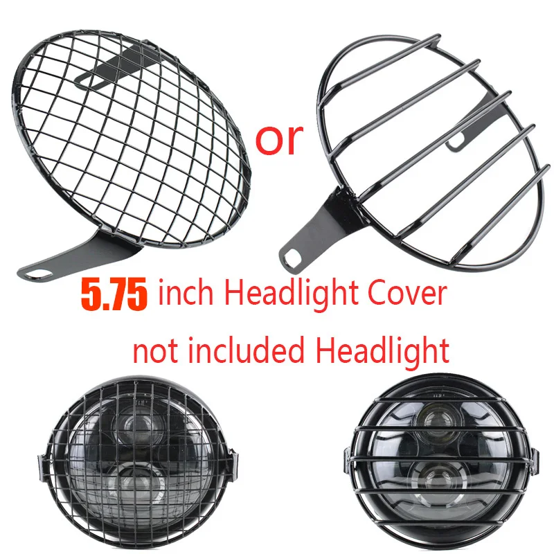 5-75-Motorcycle-Aluminum-Universal-Retro-Round-Headlight-Cover-Vintage ...
