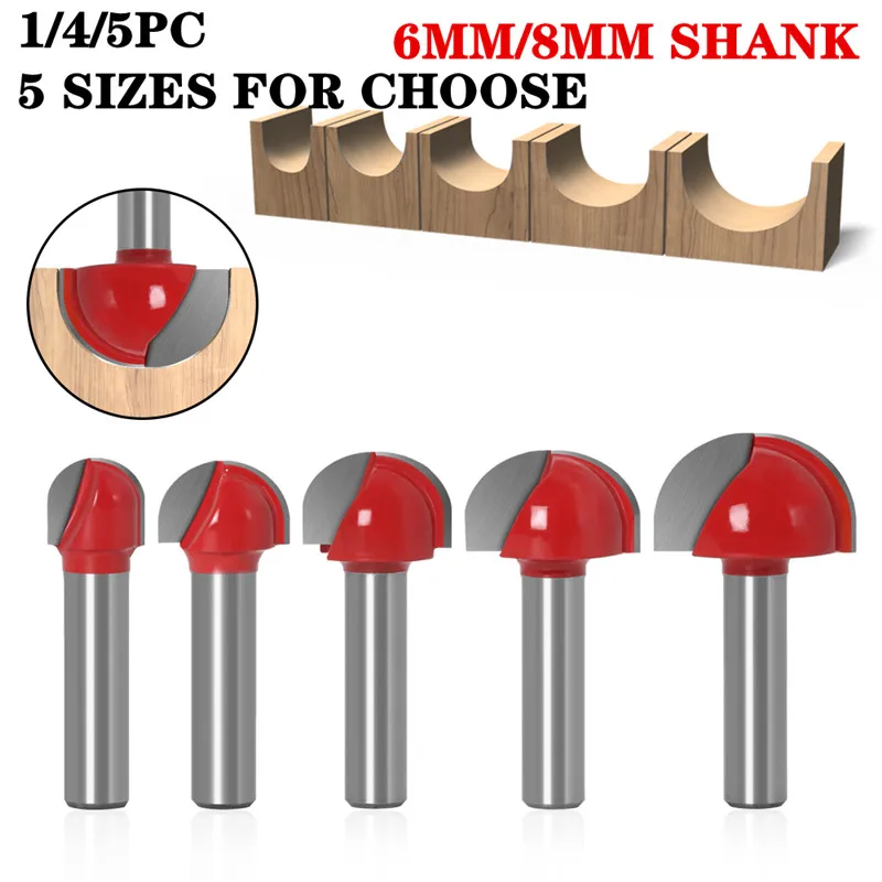 1/5pc 8mm Shank Double Edging Wood Router Bit Tungsten Carbide Concave ...