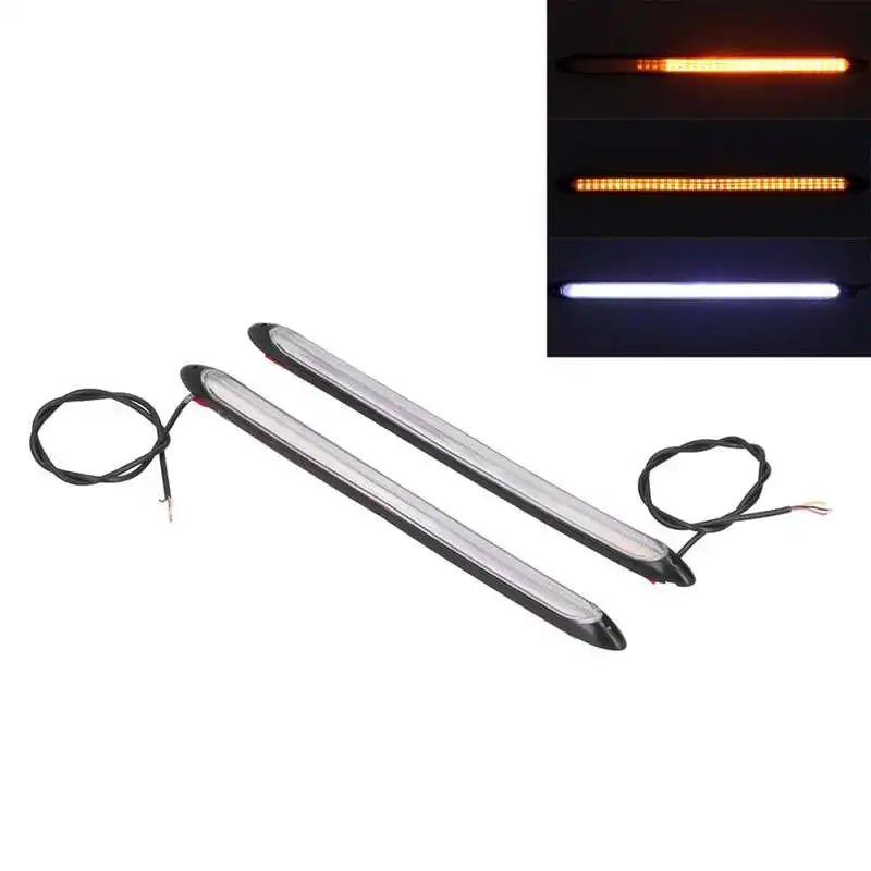 2pcs LED Daytime Running Lamp Dynamic Turn Signal 2 Light Colors 10 ...