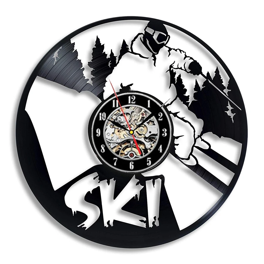 Ski Snow Wall Clock Modern Design Vintage Vinyl Record Wall Clock ...