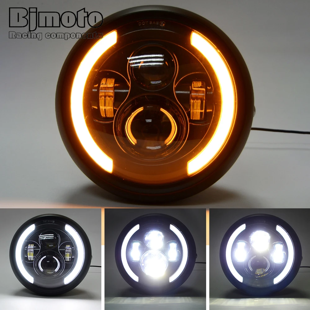 BJMOTO-7-5-Inch-Motorcycle-DOT-Led-Headlight-Approved-Universal ...