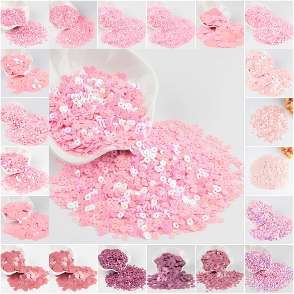 Pink Sequins 3mm 30mm Flat Round PVC Loose Sequins for Craft Paillette ...