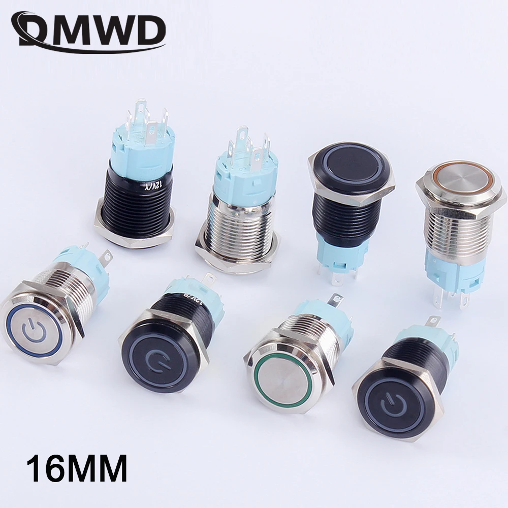 16mm-Waterproof-Metal-Push-Button-Switches-With-LED-light-Red-Blue ...