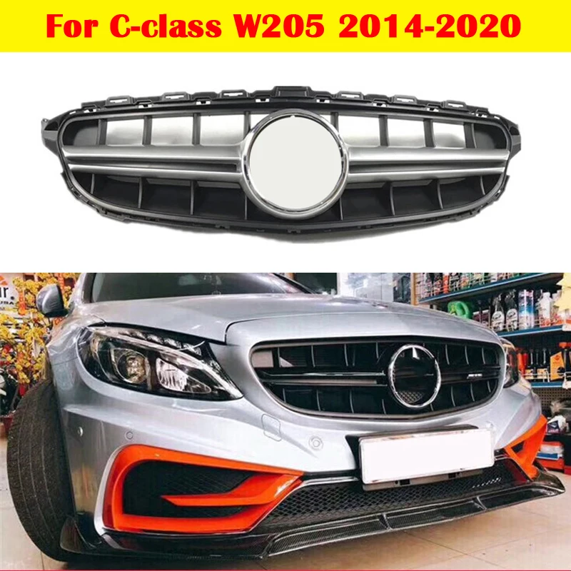 For-Mercedes-Benz-C-class-W205-Car-styling-Middle-grille-sports-C63S ...