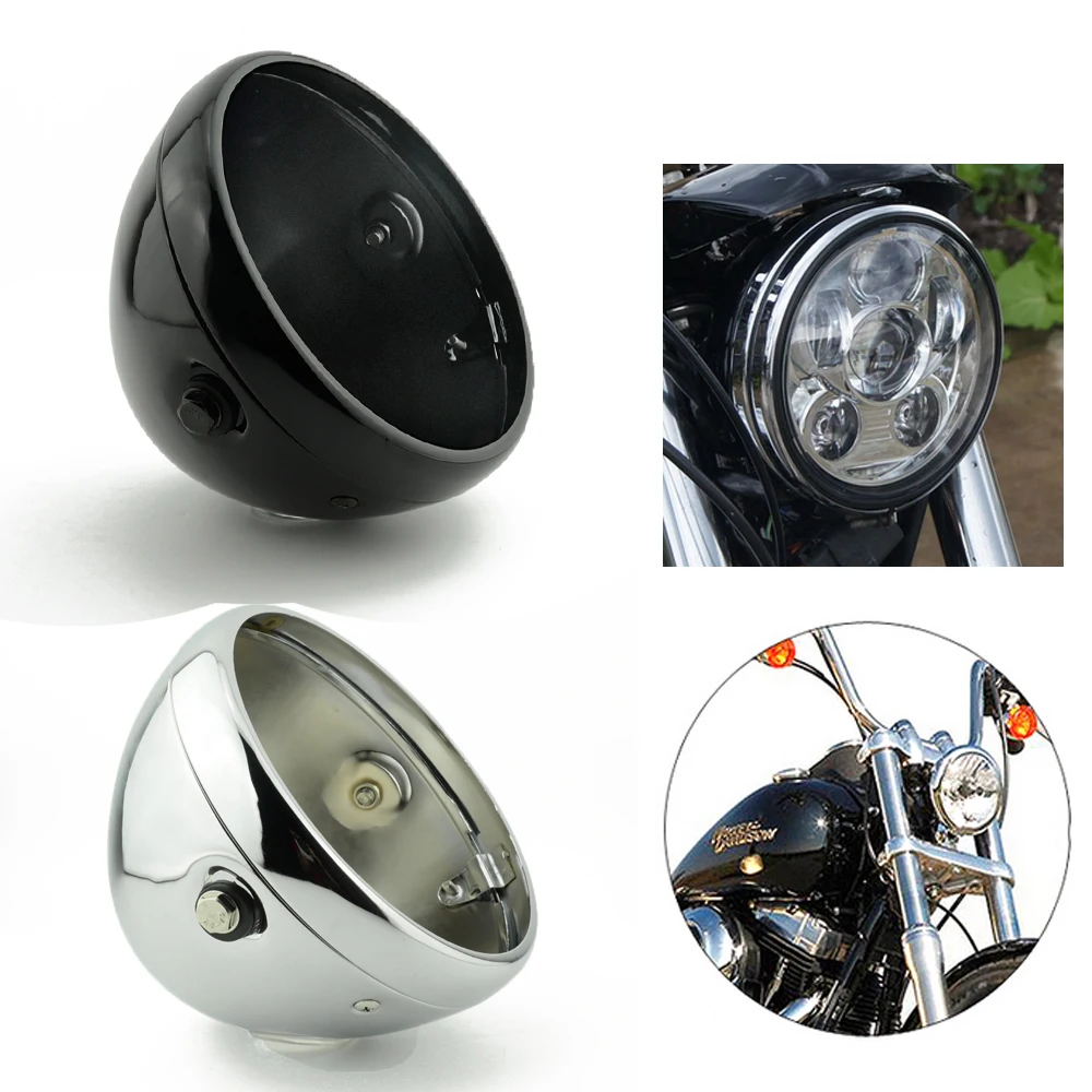 7" Motorcycle LED Headlight Shells Lamp 7 inch LED Light Housing Cover ...