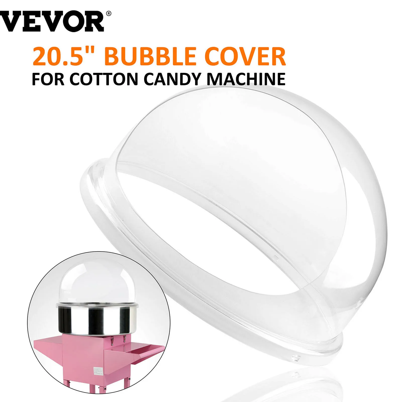 Vevor 21" Commercial Cotton Candy Machine Cover Clear Floss Sugar Maker ...