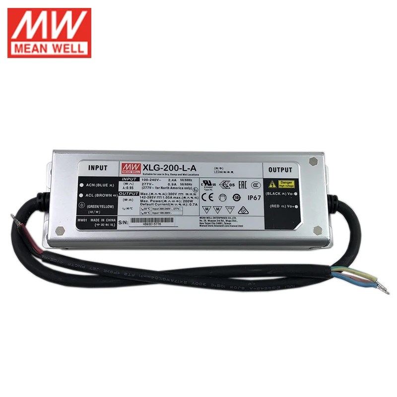 MEAN WELL XLG 200 L A 142 285V 700mA 200W Constant Power Mode LED ...