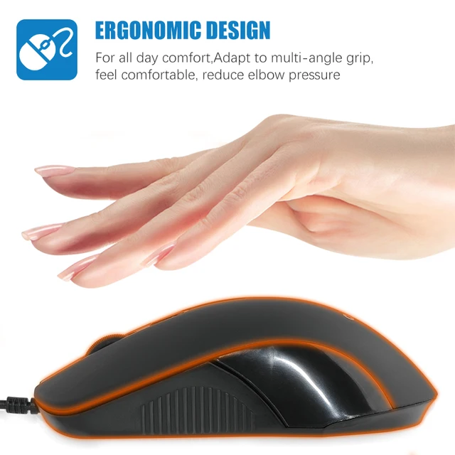 Aigo USB Mouse Optical Wired Mouse 1200/2400 DPI Computer Mouse 4 ...