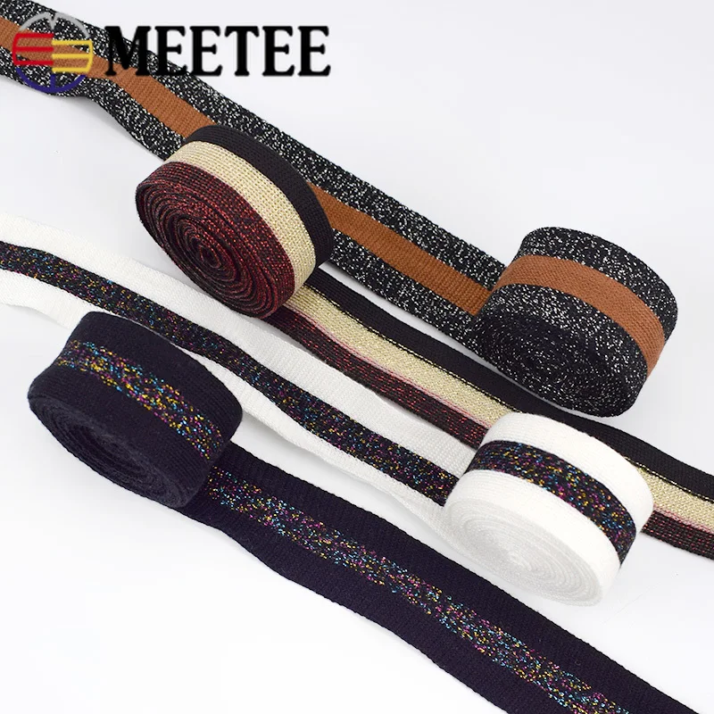 Meetee 9yard 3cm Cotton Gold Silver Knit Webbing Trim Woven Lace Ribbon ...